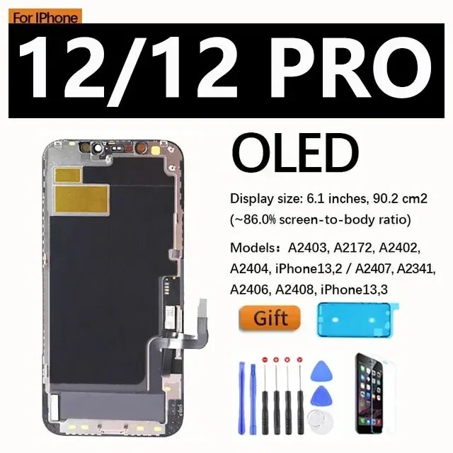 Для iPhone X XR XS XSmax 11 ЖК-дисплей сенсорный экран в сборе, цвет, 3D чувствительный, без мертвого угла касания, класс AAA + OLED for 12 12Pro