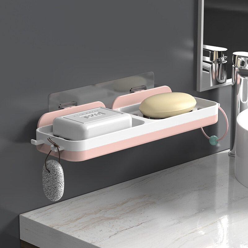 Мыльница-решетка двухрядная, полипропилен, с крючком, присоска, бесшовные наклейки