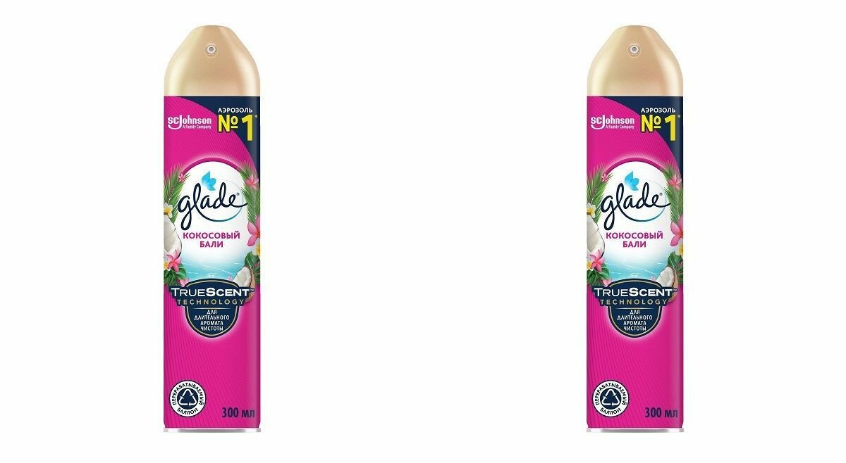 Glade Освежитель воздуха, Кокосовый Бали, 300 мл, 2 шт