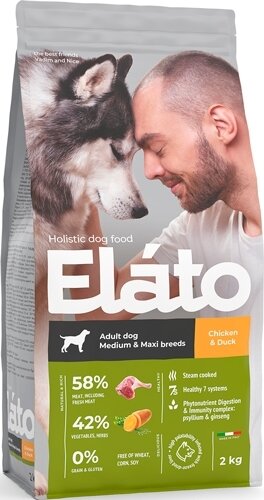Elato Корм сухой для собак средних и крупных пород Holistic Курица и утка, 2 кг