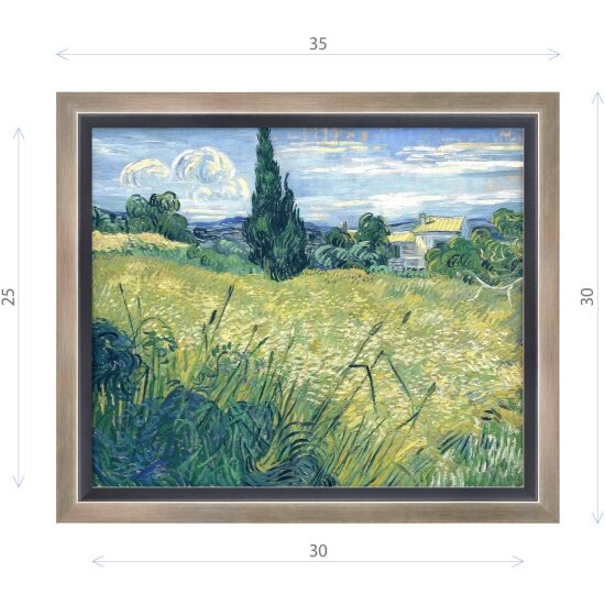 Картина Декор Депо Винсента Ван Гога Зеленое поле с кипарисом Матовый холст в раме 30х35 см