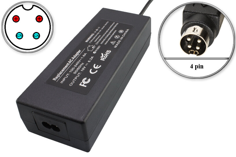 Адаптер (блок) питания 19V, 6.3A - 20V, 6A, 4pin (ADP-120ZB BB, PNP-120ZP), зарядное устройство для ноутбука, компьютера, моноблока и др.