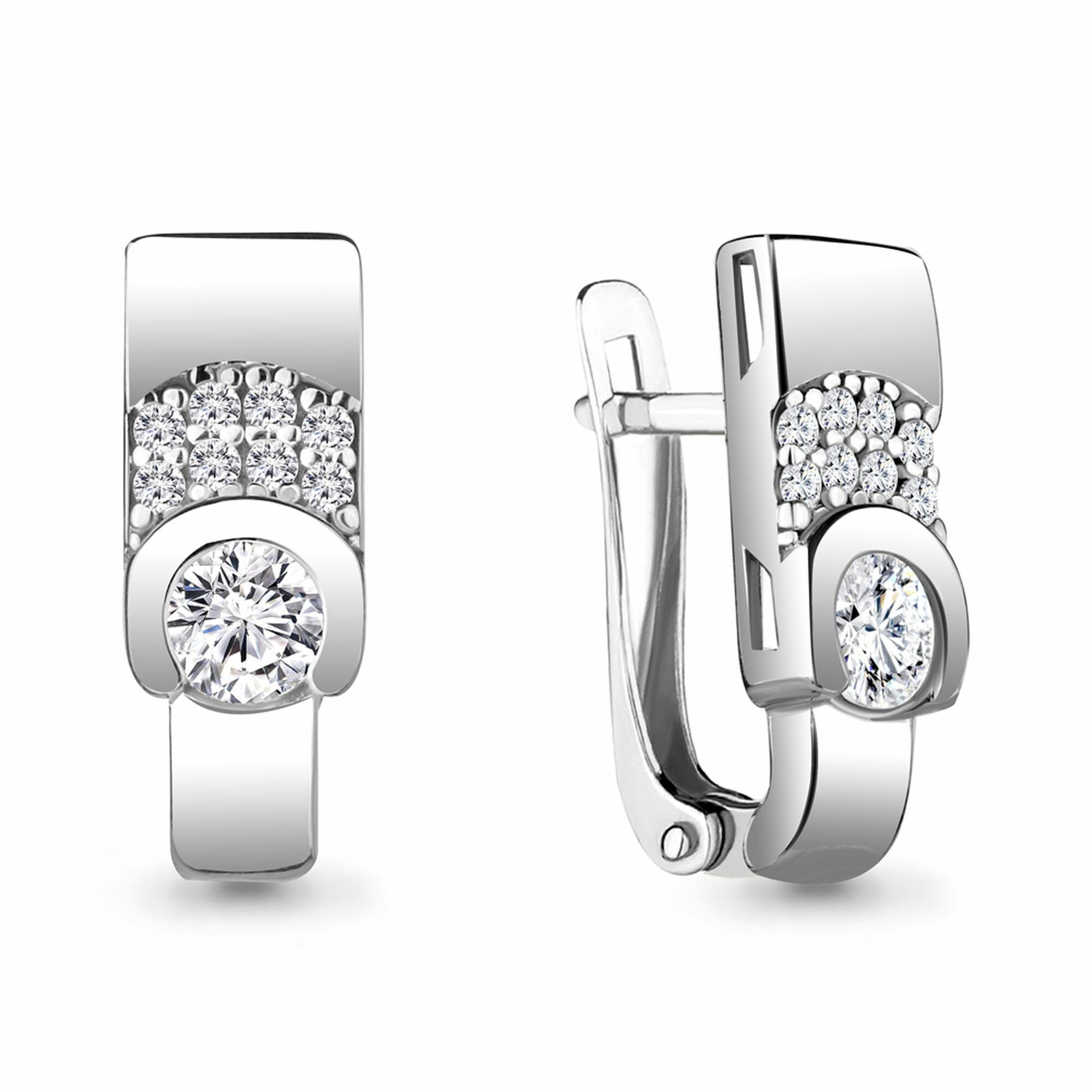 Серьги, серебро, 925 проба, родирование, фианит, кристаллы Swarovski