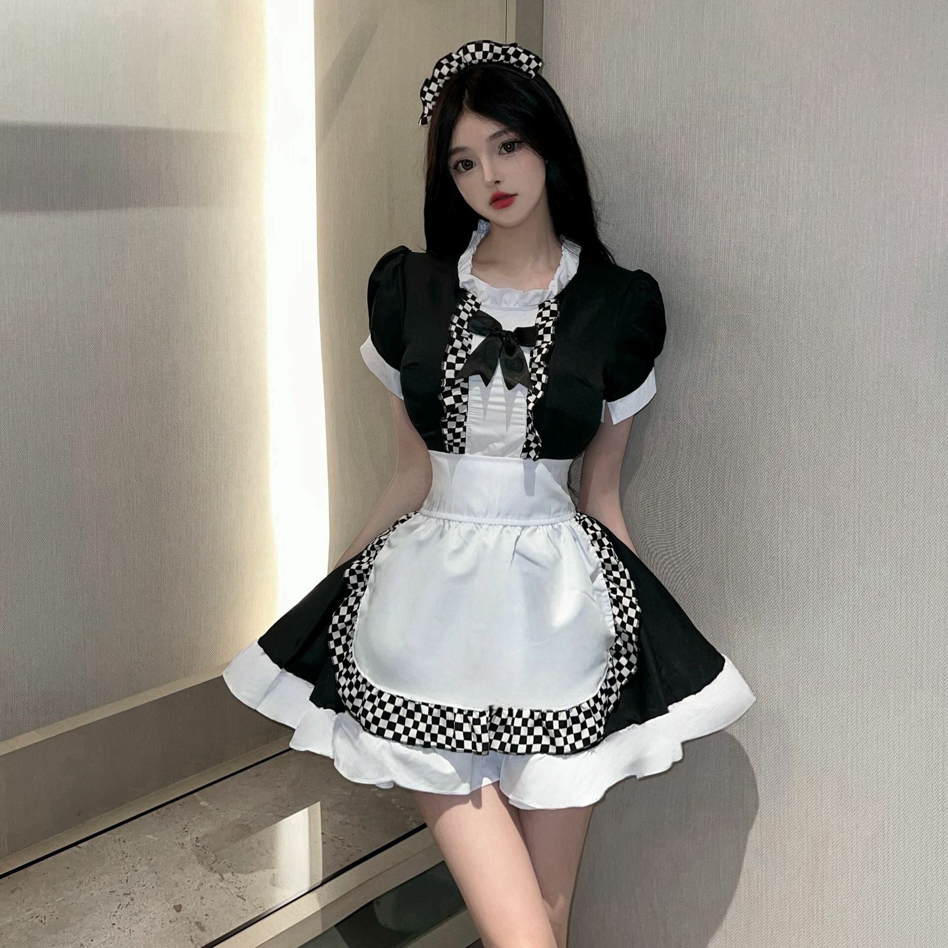 Костюм горничной-кошки для косплея, большие размеры, женский стиль, японский стиль, милая горничная, черно-белый классический комплект горничной. Премиум-комплект горничной.