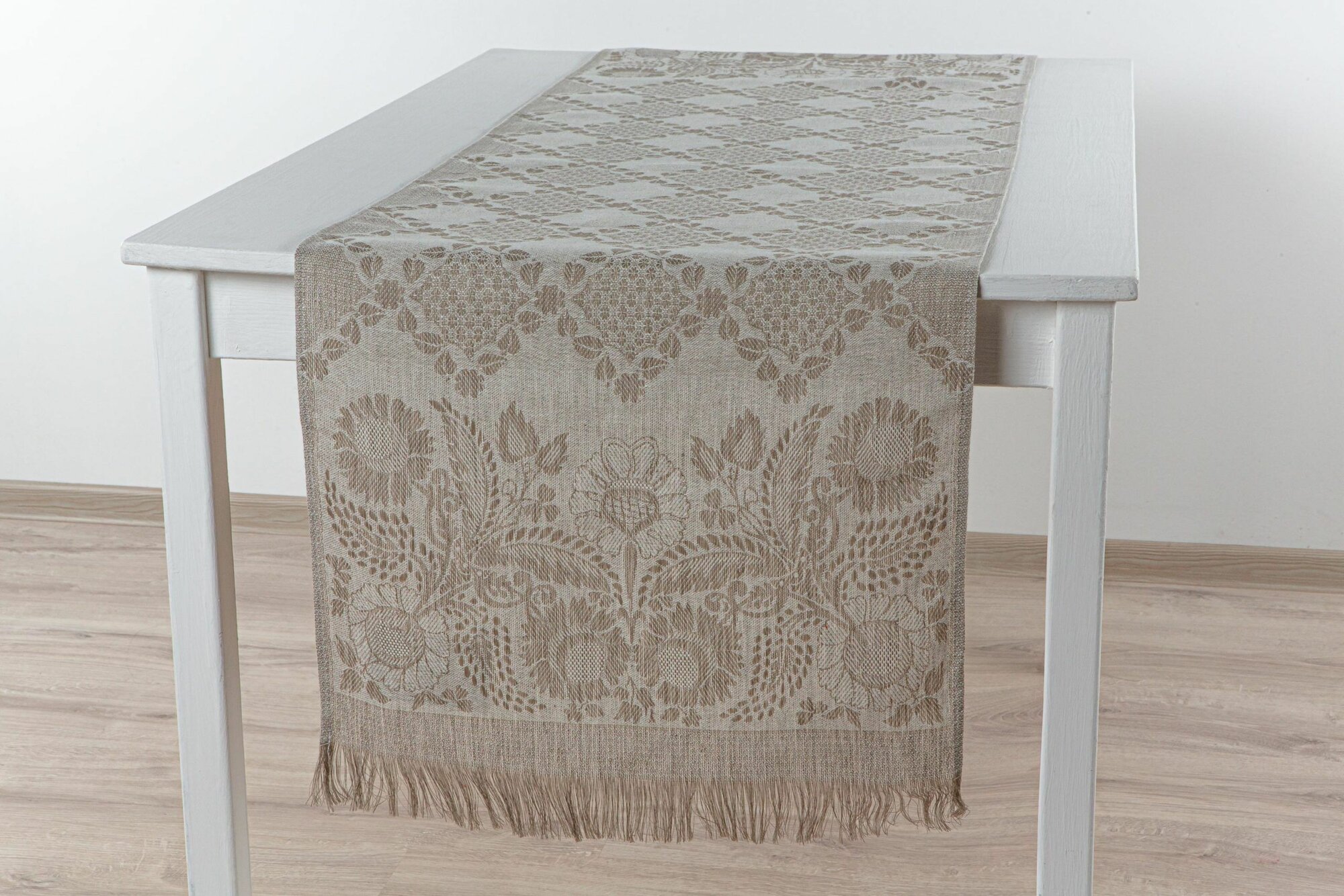 Рушник Беларускi Лен "Подарочный", льняной, 50 см x 175 см, серый