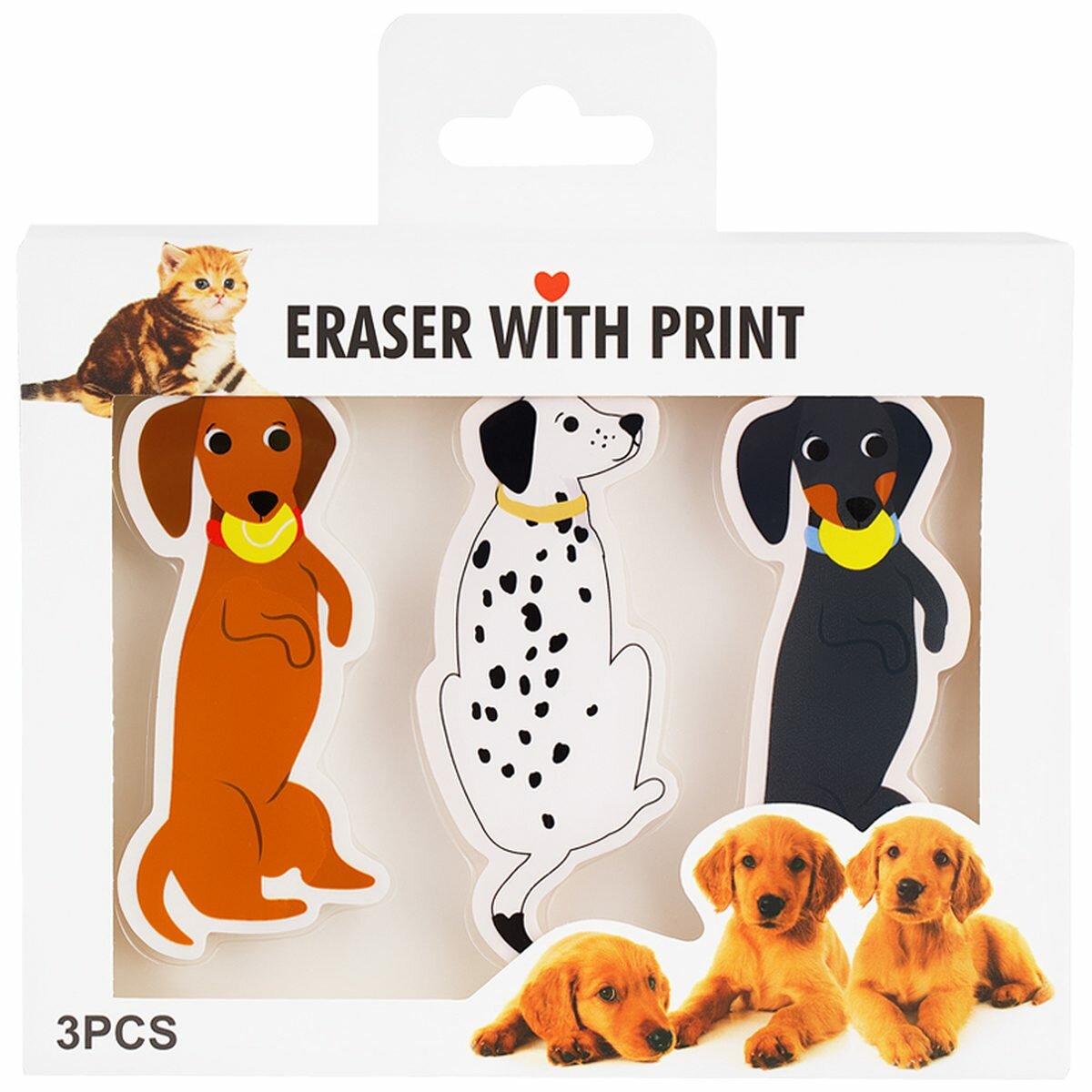 Набор ластиков фигурных ArtSpace "Кот и пес", 850x30мм, набор 3 фигурки, блистер (ER_53487), 48 уп.