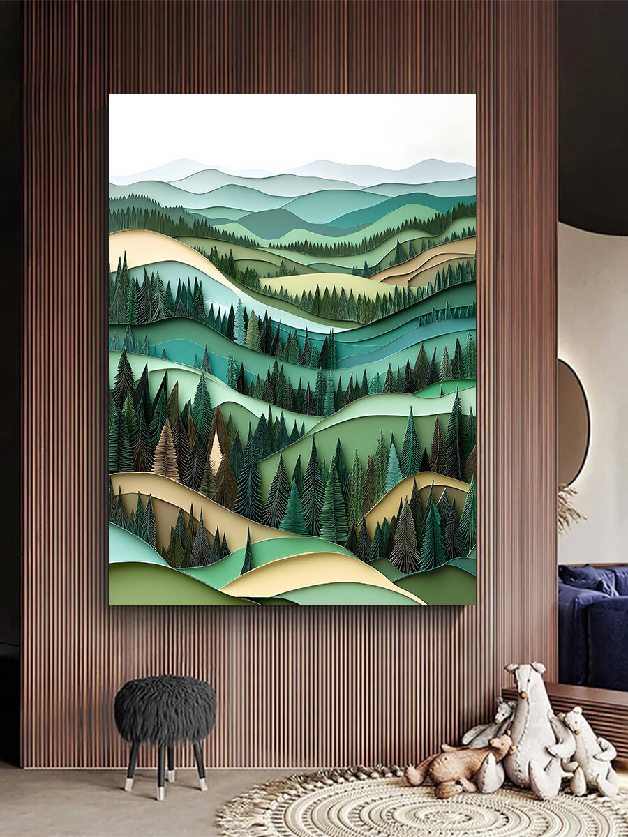 Пейзаж / природа, картина 3д / объемная, постер на холсте, 20х30 см, киригами