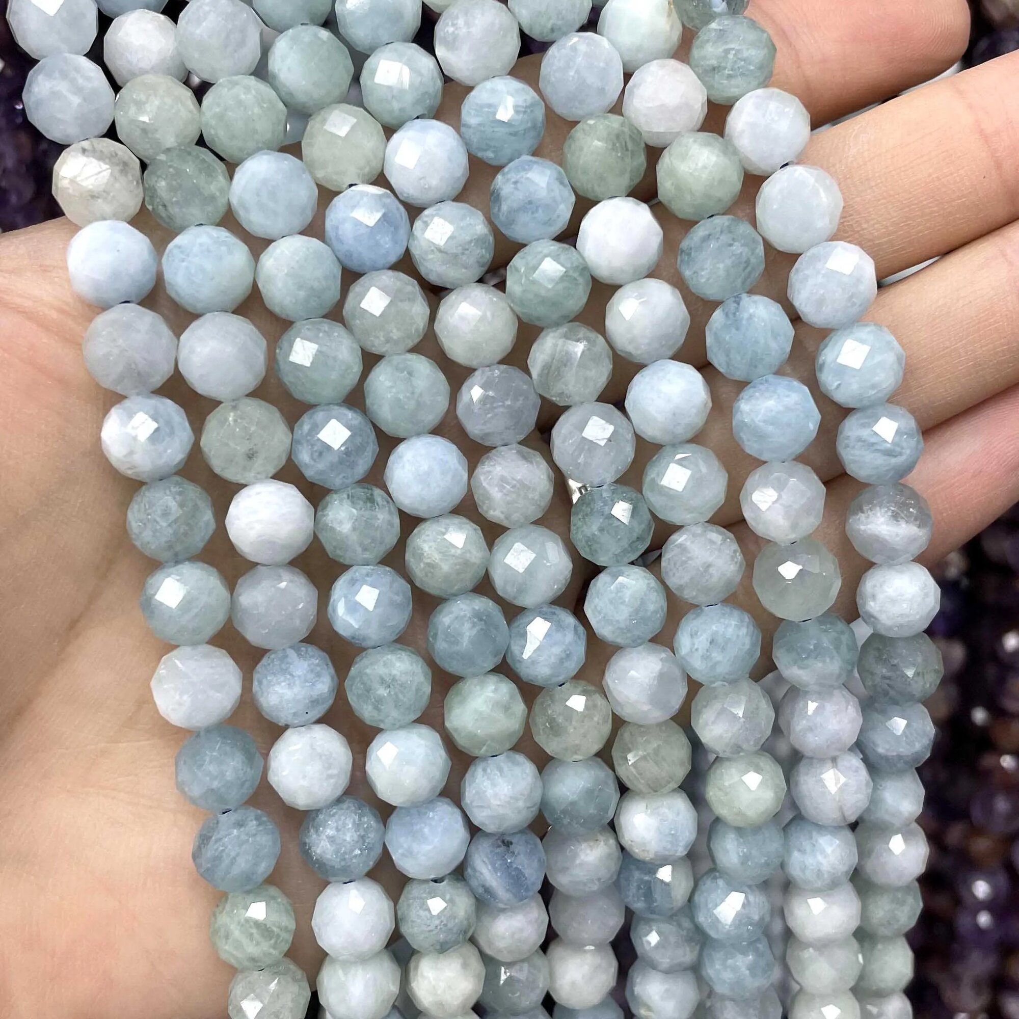 Бусины из натурального камня SYSRXLR 6/8/10 мм 6mm 29-31pcs, Mix Aquamarine