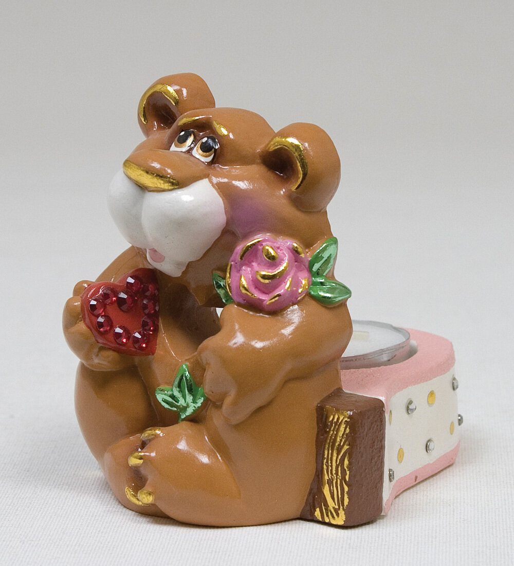 Подсвечник гипсовый "Медведь" эк.