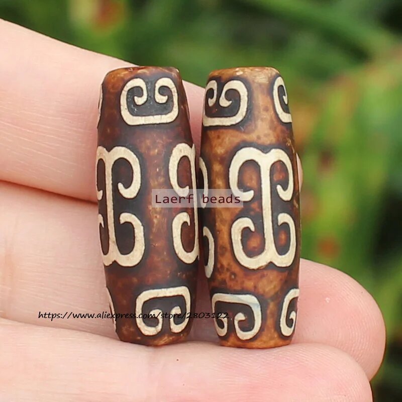 Старинный тибетский агат Дзи бусины лаerf beads 30mmHuiWen