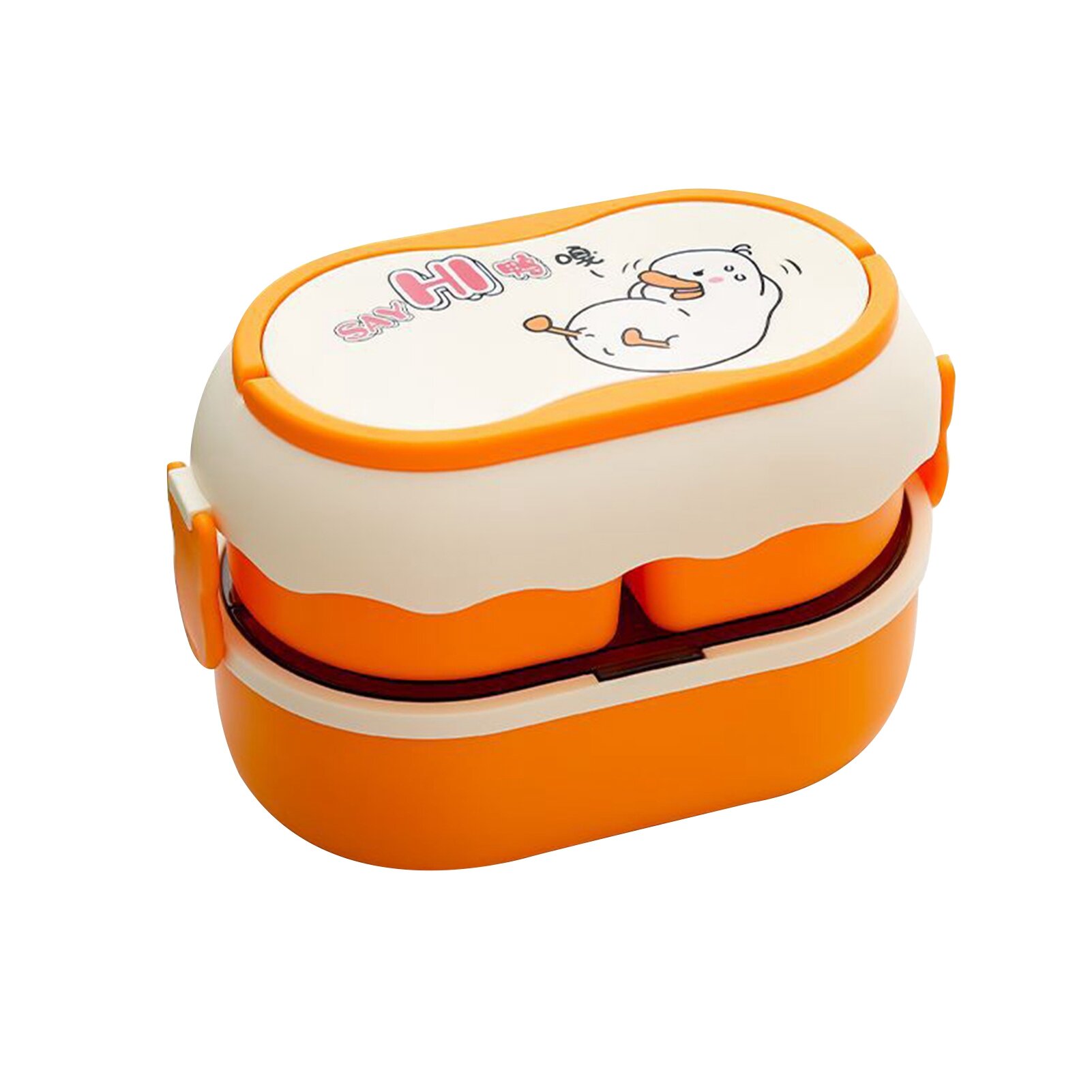 Двухслойный ланч-бокс Bento, многофункциональный, с 3 отделениями, симпатичный, портативный, с приборами для работы, школы, офиса, 1600 мл, цвет Starlight Orange.