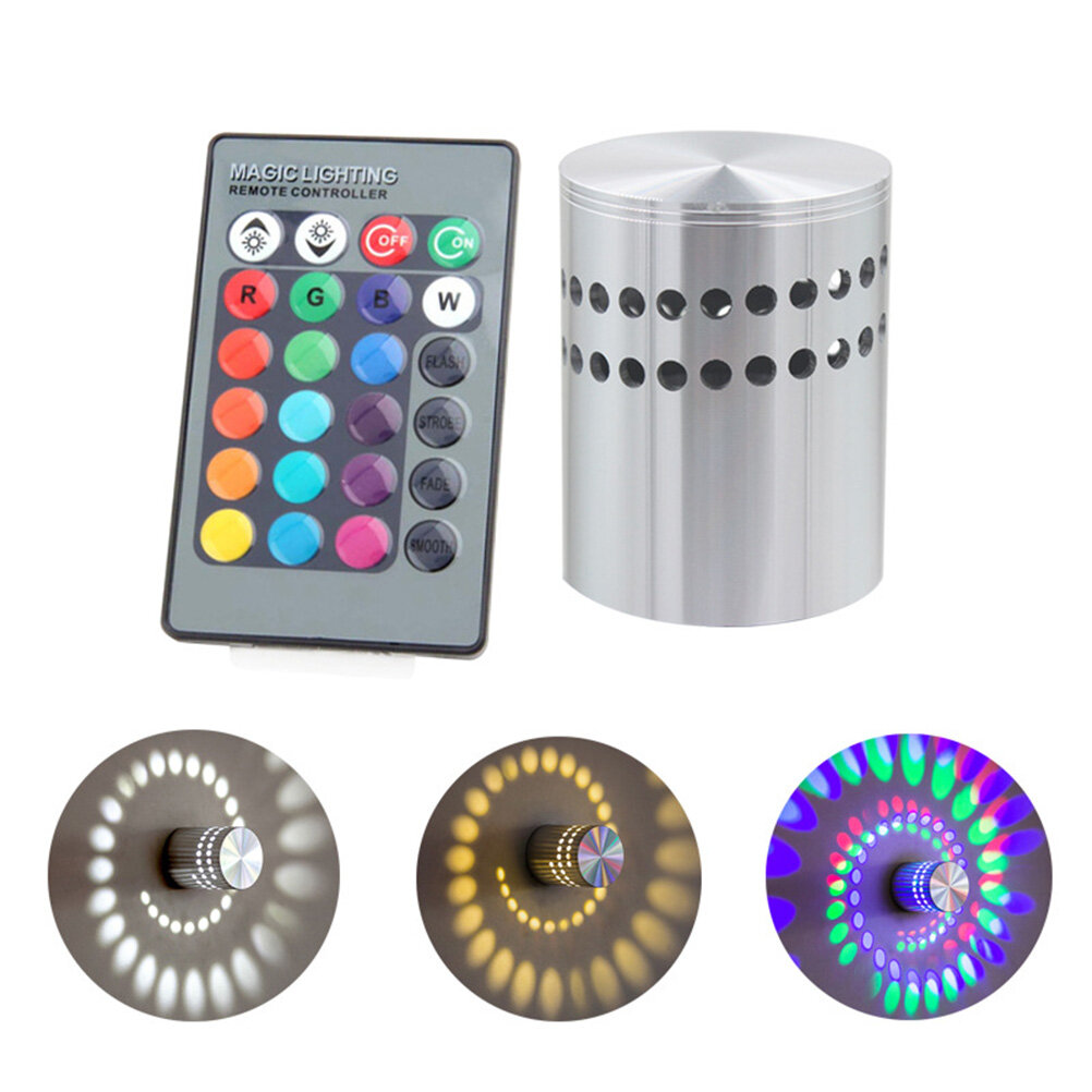 3 Вт RGB светодиодный настенный светильник со спиральным отверстием, световой светильник с контроллером для КТВ, бара, ресторана, декора