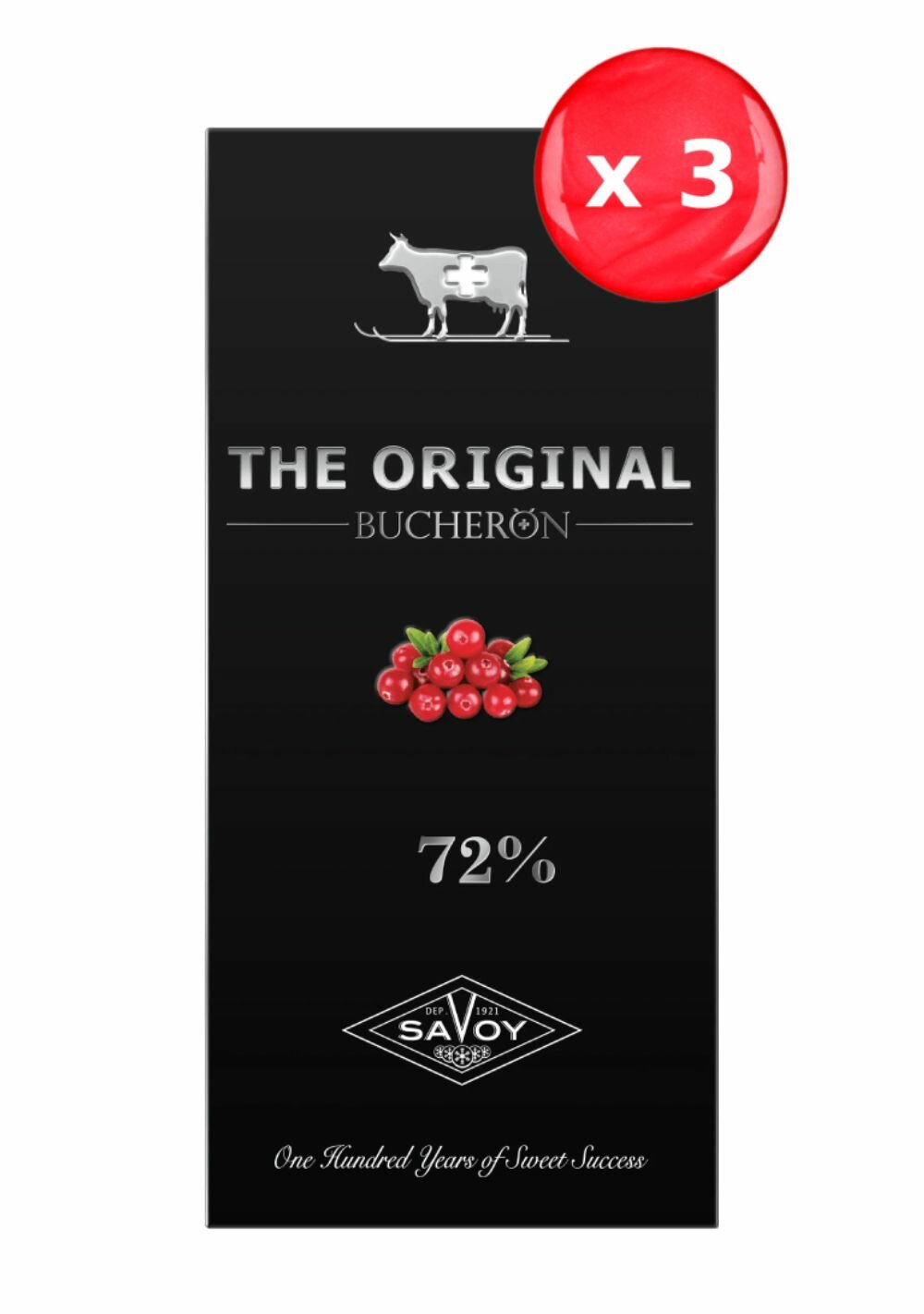 Шоколад бушерон Original горький с кусочками клюквы, 90 г х 3 шт