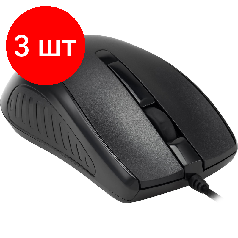 Комплект 3 штук, Мышь компьютерная Acer OMW136 черный оптическая (1200dpi) USB ZL. MCEEE.01A