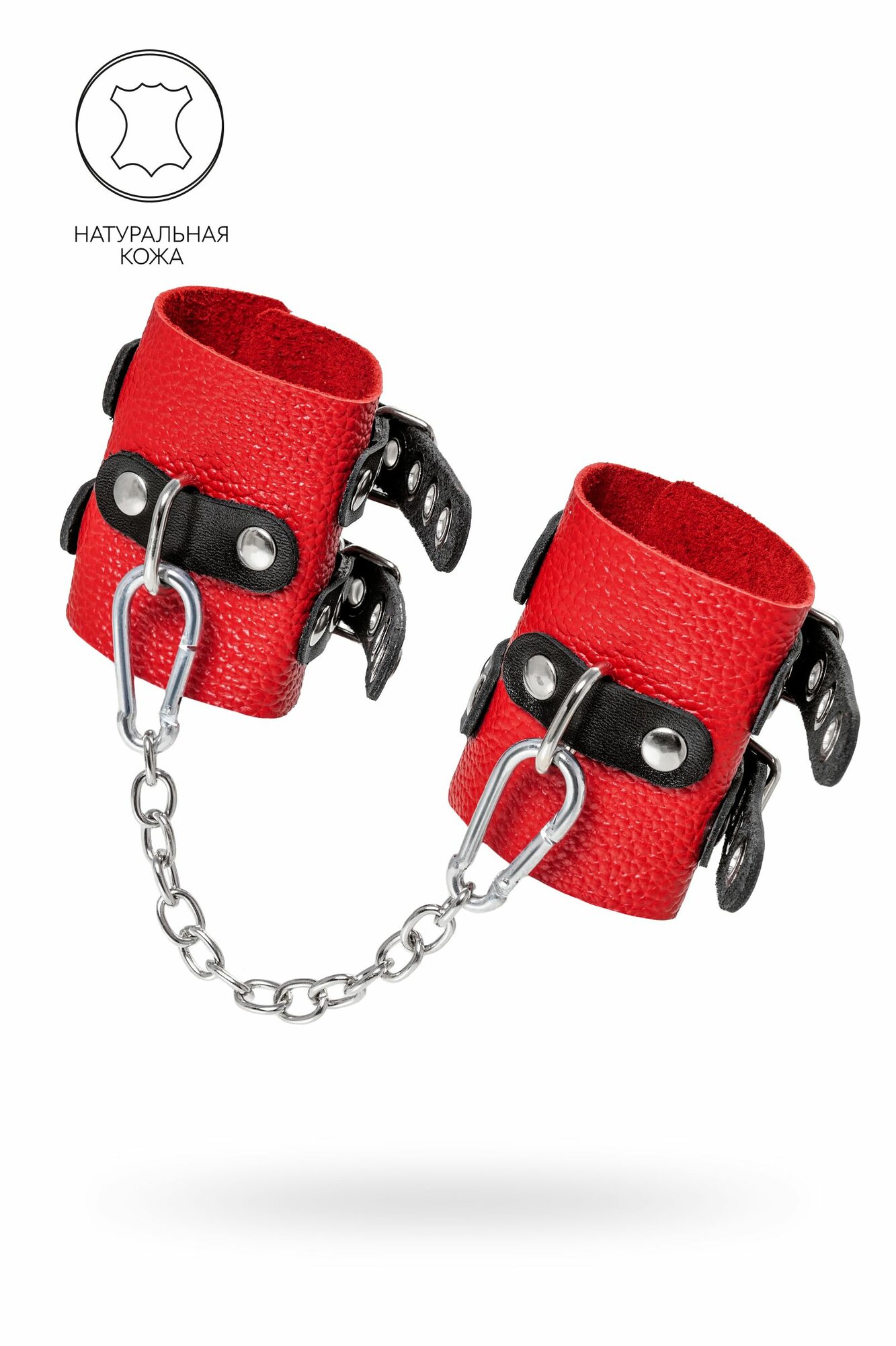 Pecado Красно-черные мягкие наручники с двумя ремешками с люверсами Наручники, ошейники