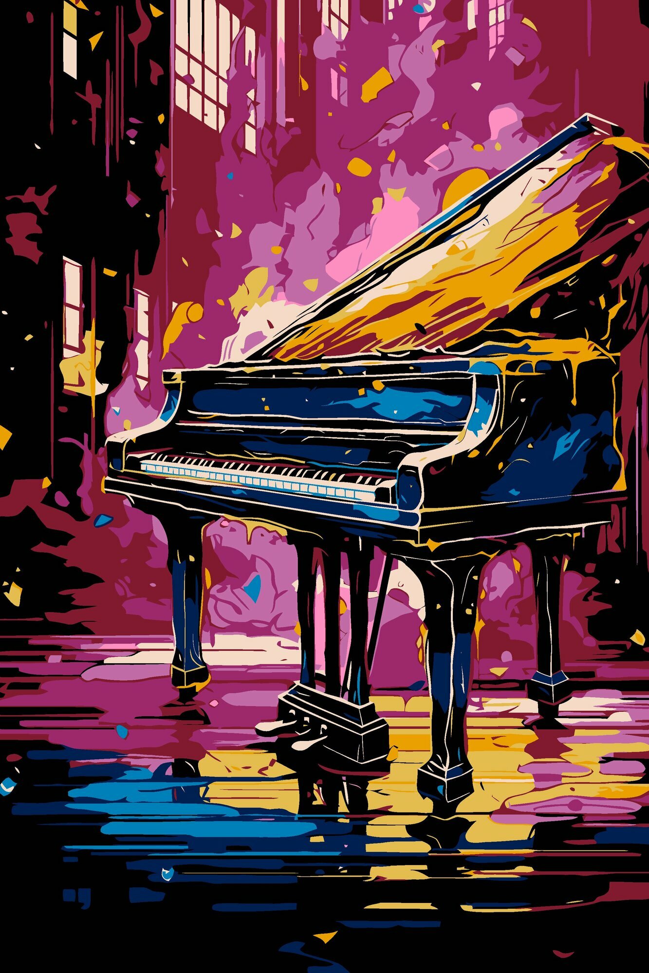 Детская картина по номерам E3468 "Музыкальные инструменты - Пианино" 20x30