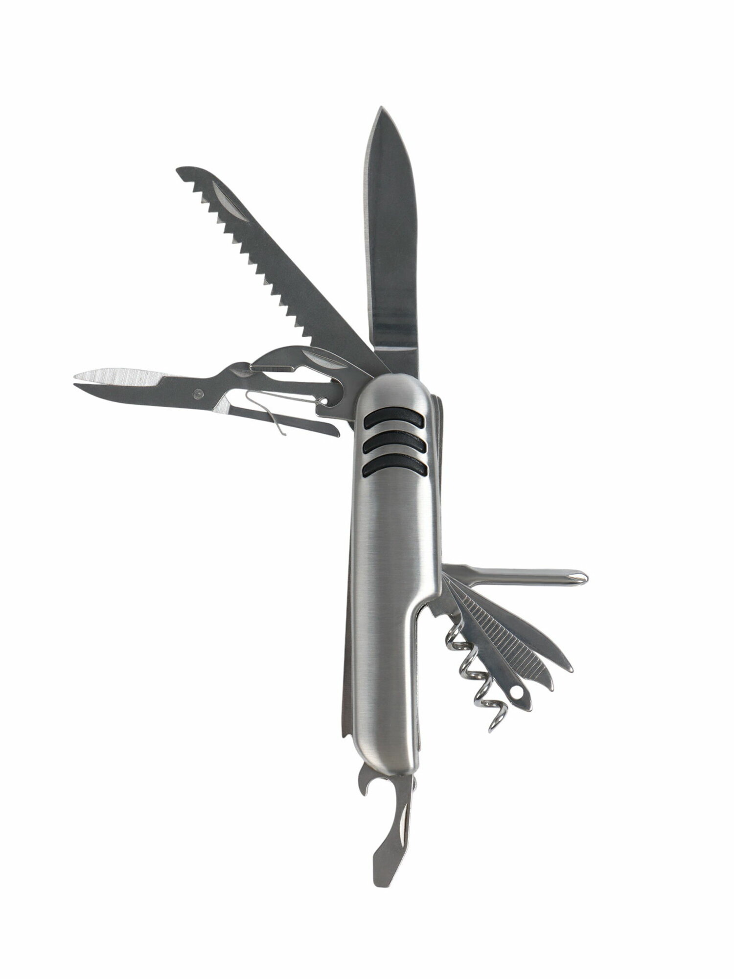 Швейцарский нож 11? в 1: ножницы, отвёртка, нож, штопор, пилы, открывалки, консервный нож, шило, напильник, нитевдеватель