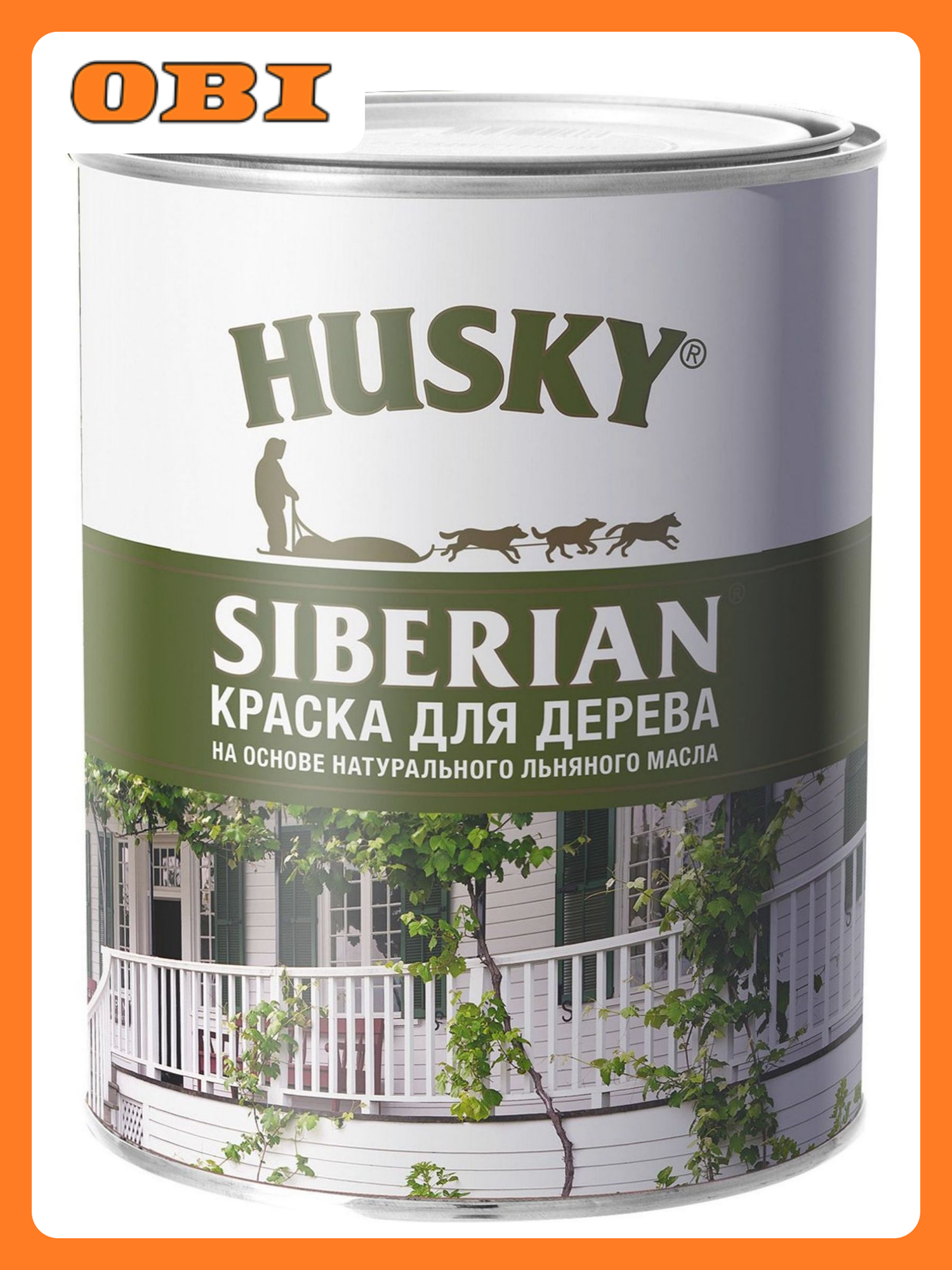 Краска HUSKY "Siberian", для дерева, полуматовая, база C, 0,9л