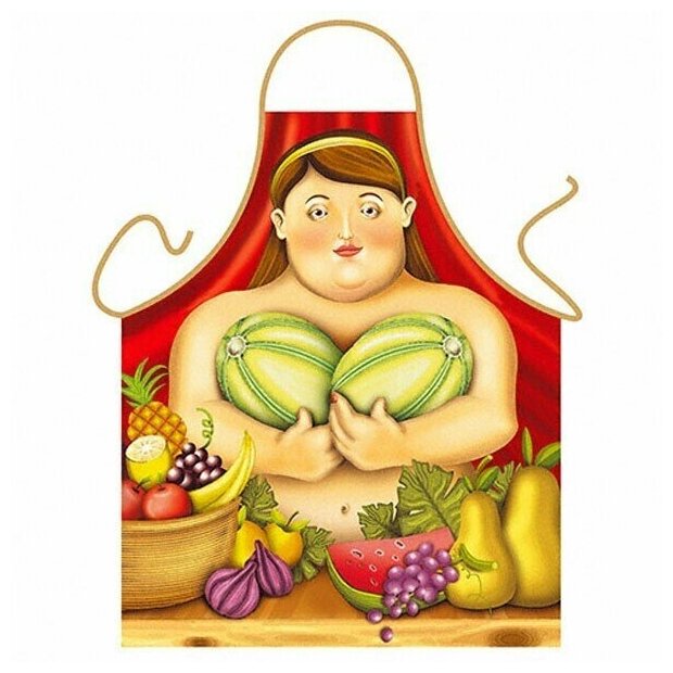 Фартук кухонный женский, рабочий, для повара, на завязках, с водоотталкивающей пропиткой, с приколом 57х75 см, ITATI