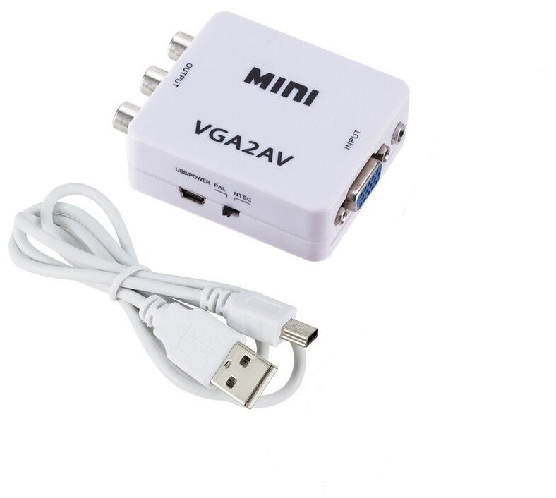 Конвертер переходник Mini с VGA на AV 1080p / Переходник-конвертер VGA на AV mini 1080P