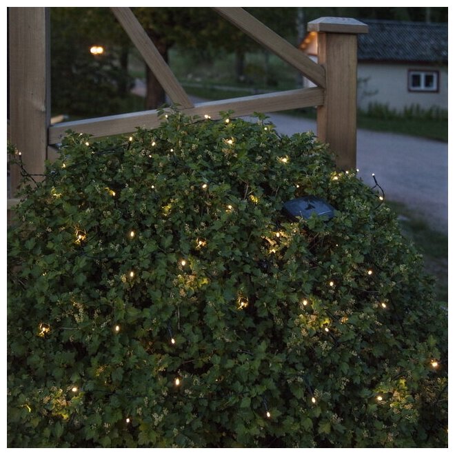 Гирлянда на солнечной батарее Solar Network, 10 м, 100 теплых белых LED ламп, черный ПВХ, IP44, Star Trading, 480-21