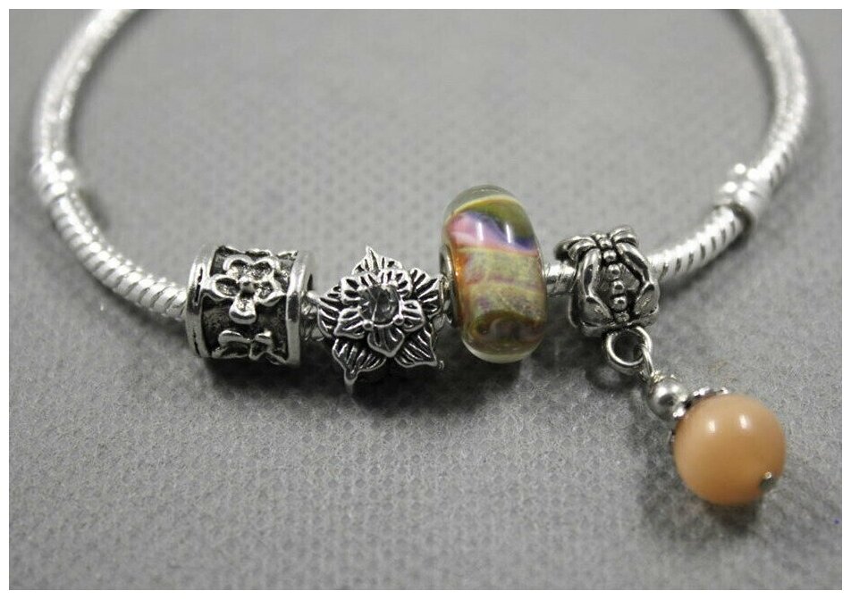 Браслет-цепочка, стразы, стекло, муранское стекло