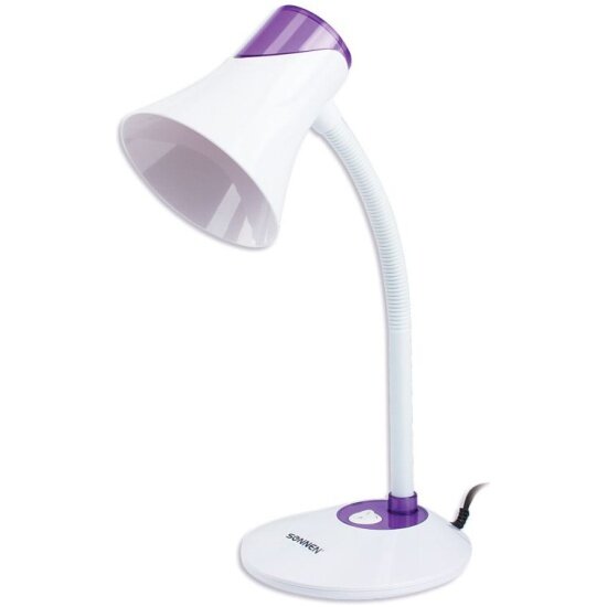 Настольная лампа Sonnen OU-607, на подставке, цоколь Е27, белый/фиолетовый, 236682