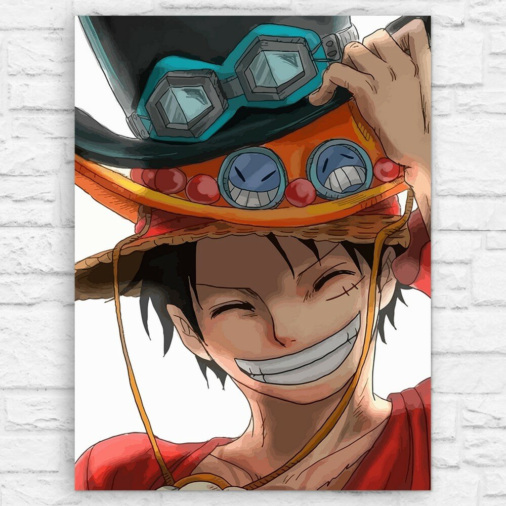 Картина по номерам на холсте аниме One Piece (Ванпис, Монки Д. Луффи) - 15574 В 30x40