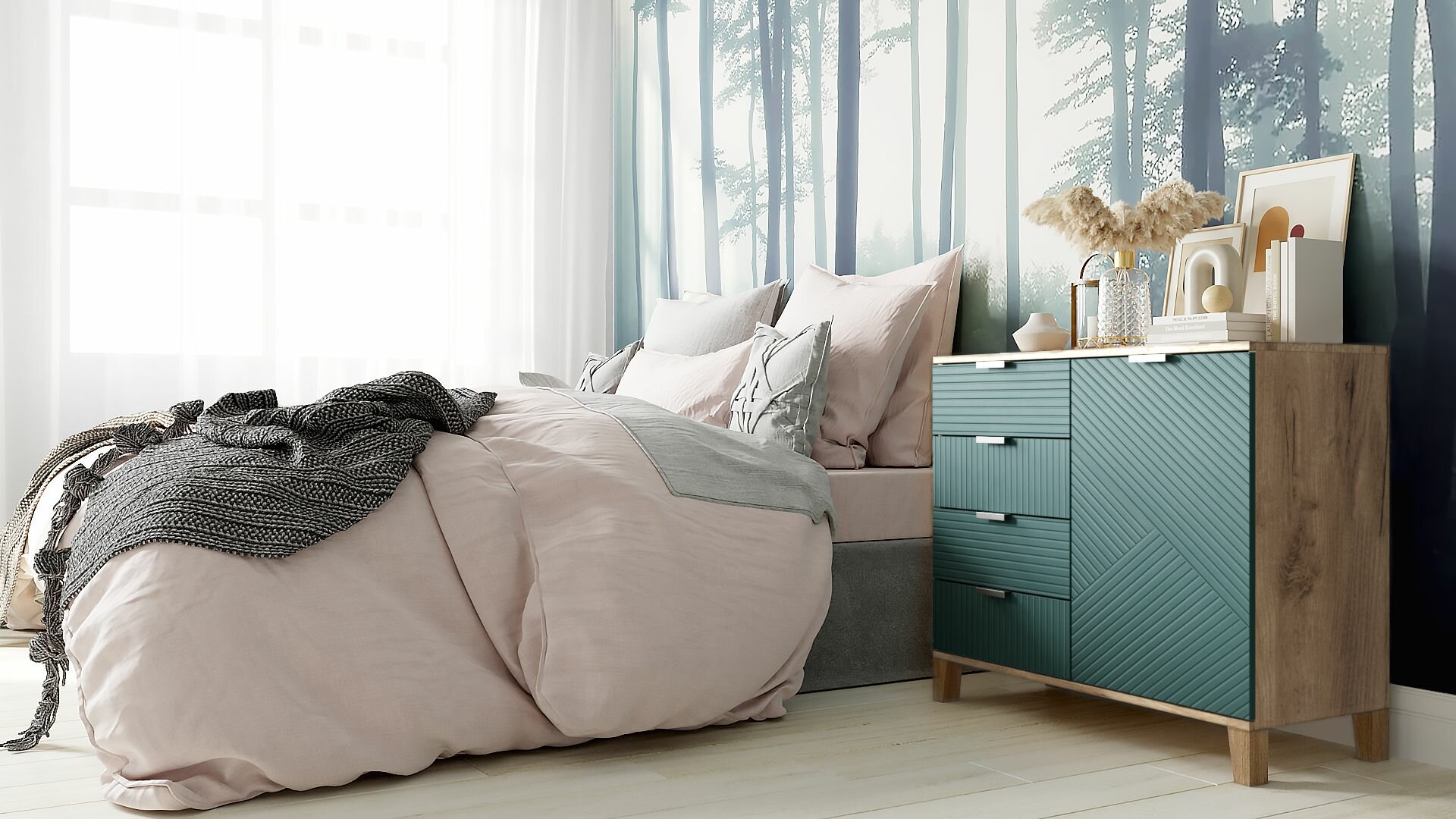 Комод с ящиками и полками для одежды Йорк 26 с 4 ящиками 90 х 80 х 40 см