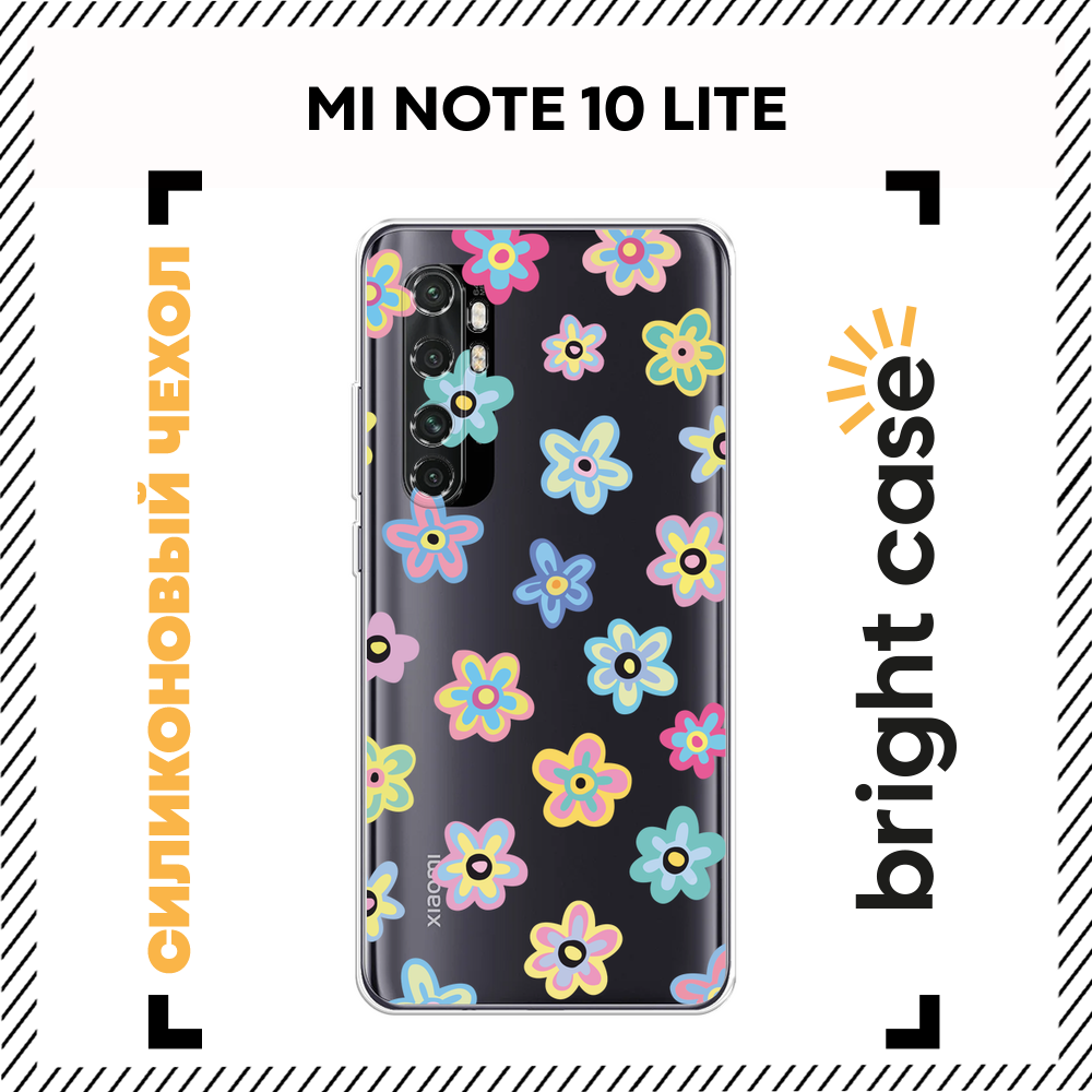 Чехол на Xiaomi Mi Note 10 Lite / Сяоми Ми Нот 10 Лайт с принтом Летние цветочки, прозрачный