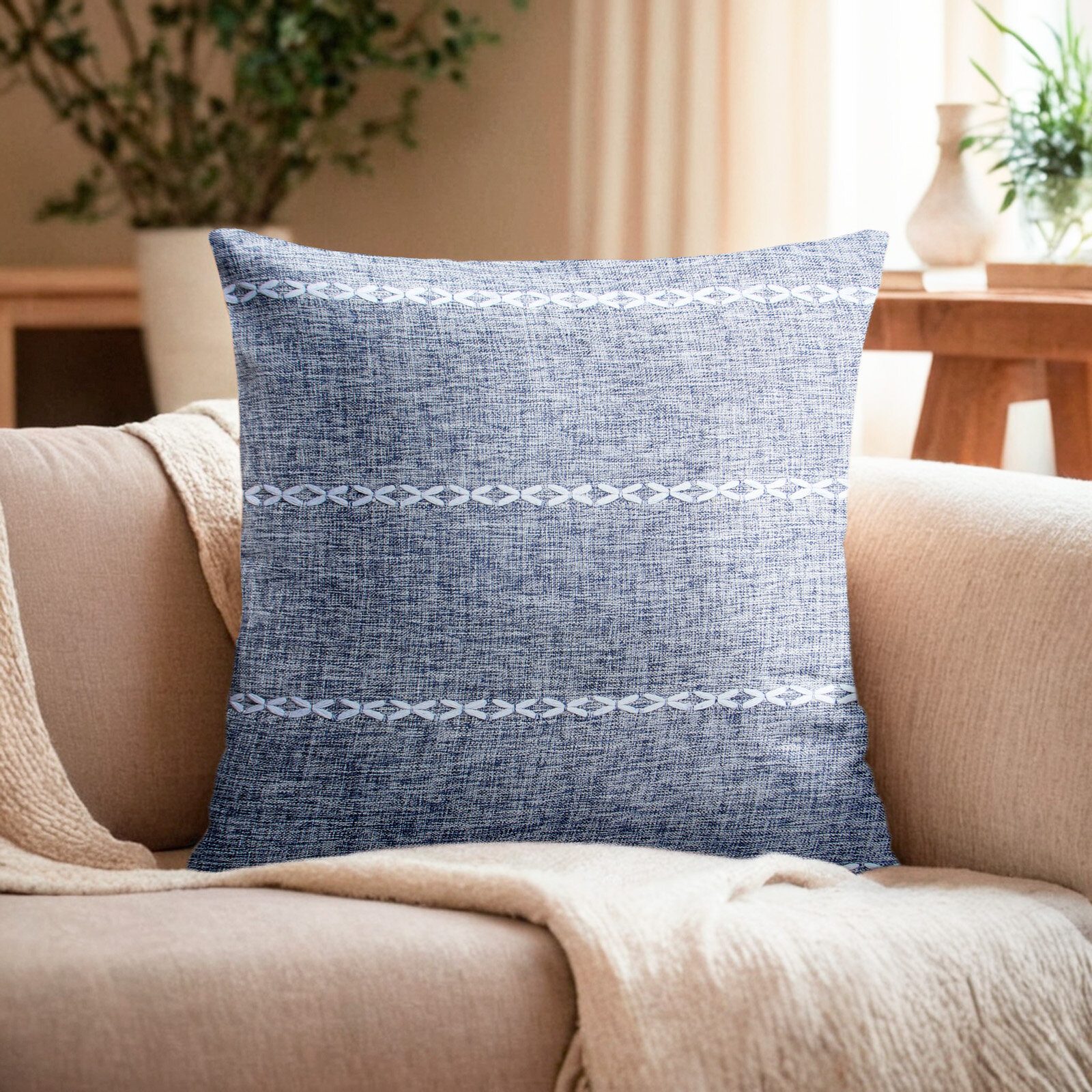 Наволочка декоративная «Этель» "Косичка", цвет синий,45х45 см полиэстер