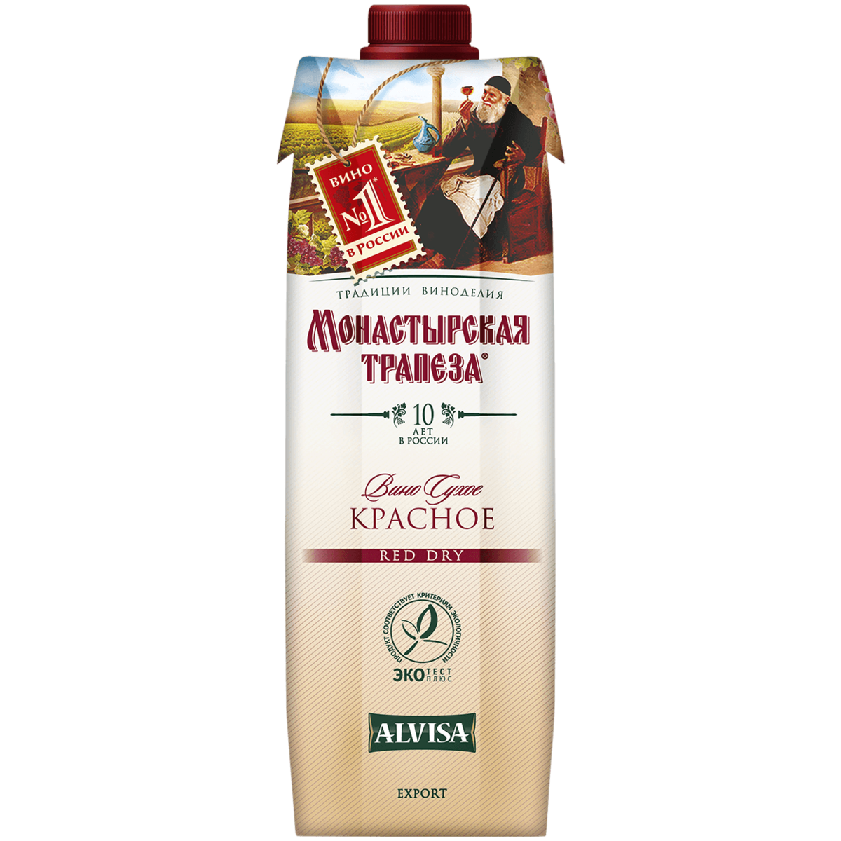 Вино столовое Монастырская трапеза красное сухое 1 л