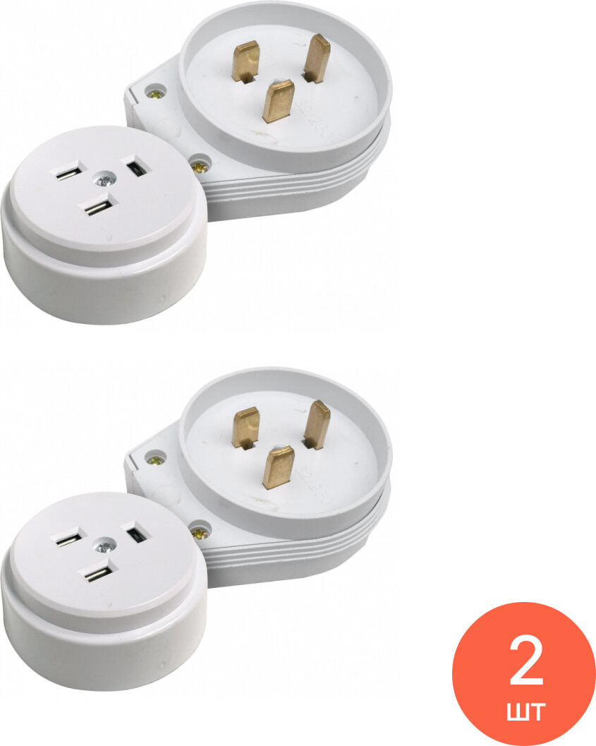 Розетка силовая штепсельная IN HOME / Ин Хоум Разъём печной РШ-ВШ 32А 250В, белая пластик накладная, 9123 4690612010205 / электрооборудование (комплект из 2 шт)