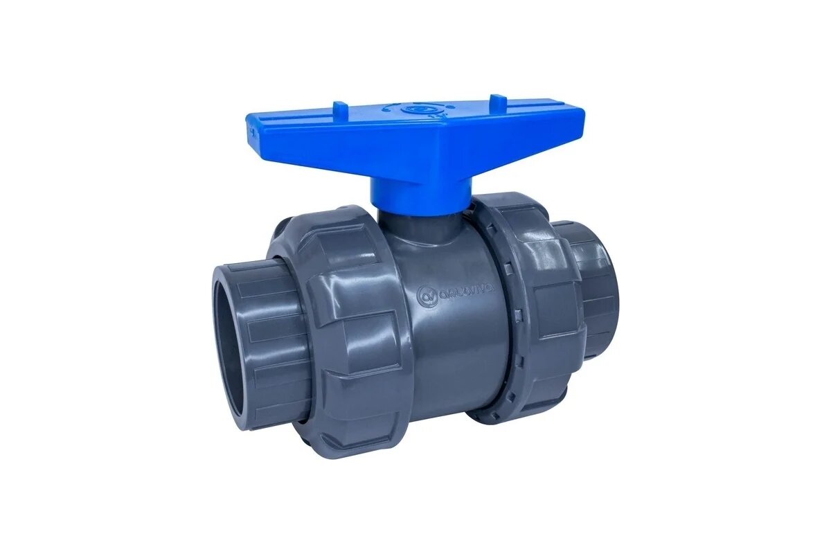 AQUAVIVA Кран шаровой НПВХ DN 50 резьба ВР 1 1/2" уплотнение TPV AQVBVE050 56685