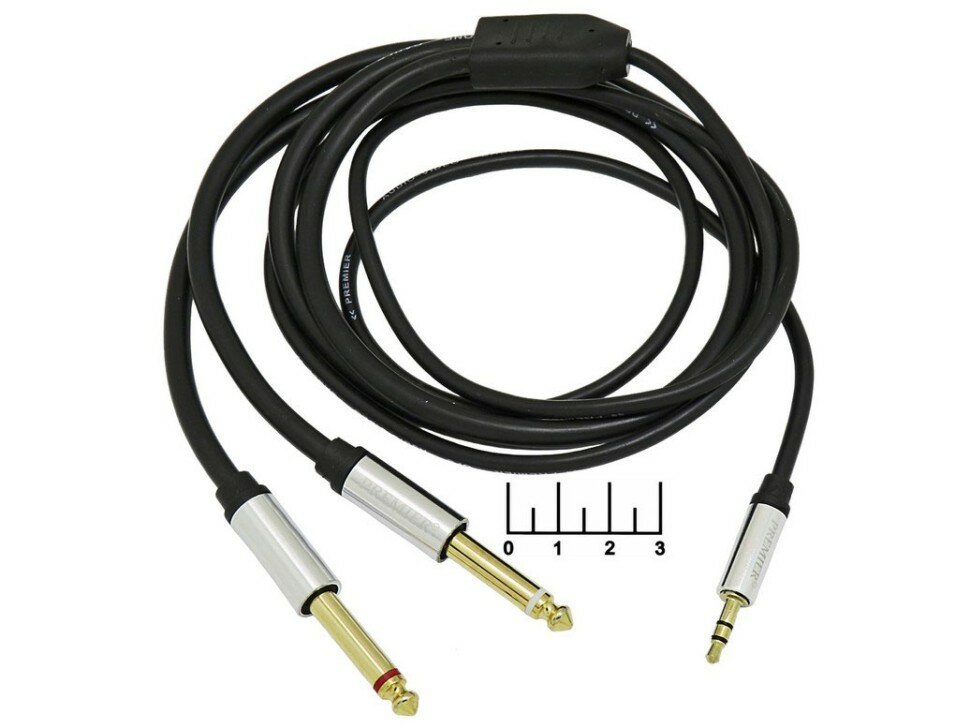 Шнур AUD 3.5 стерео-AUD 6.3*2 моно 1.5м металл Premier (5-347)