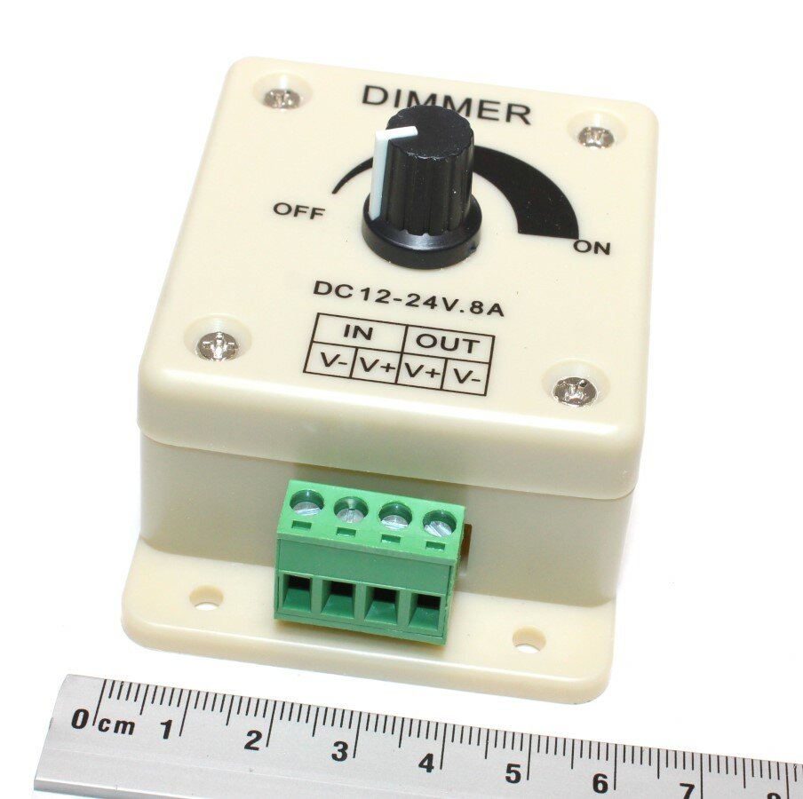1ch IC-LN-P28 12-24V, 96-192W, вых.- 1х8А, 1 потенциометр, Диммер механический