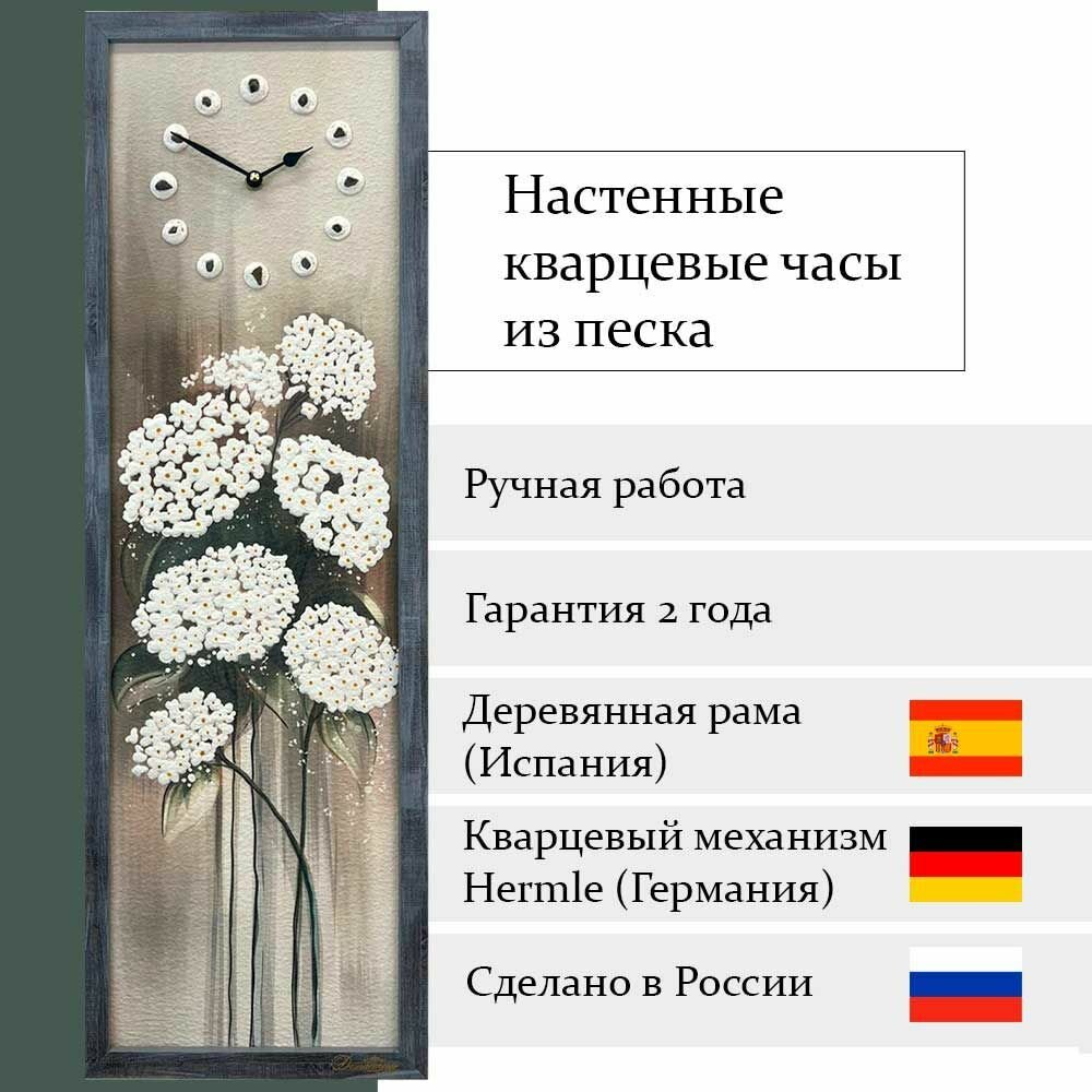 Картина с часами Династия 03_521 Цветы, багет Индиго