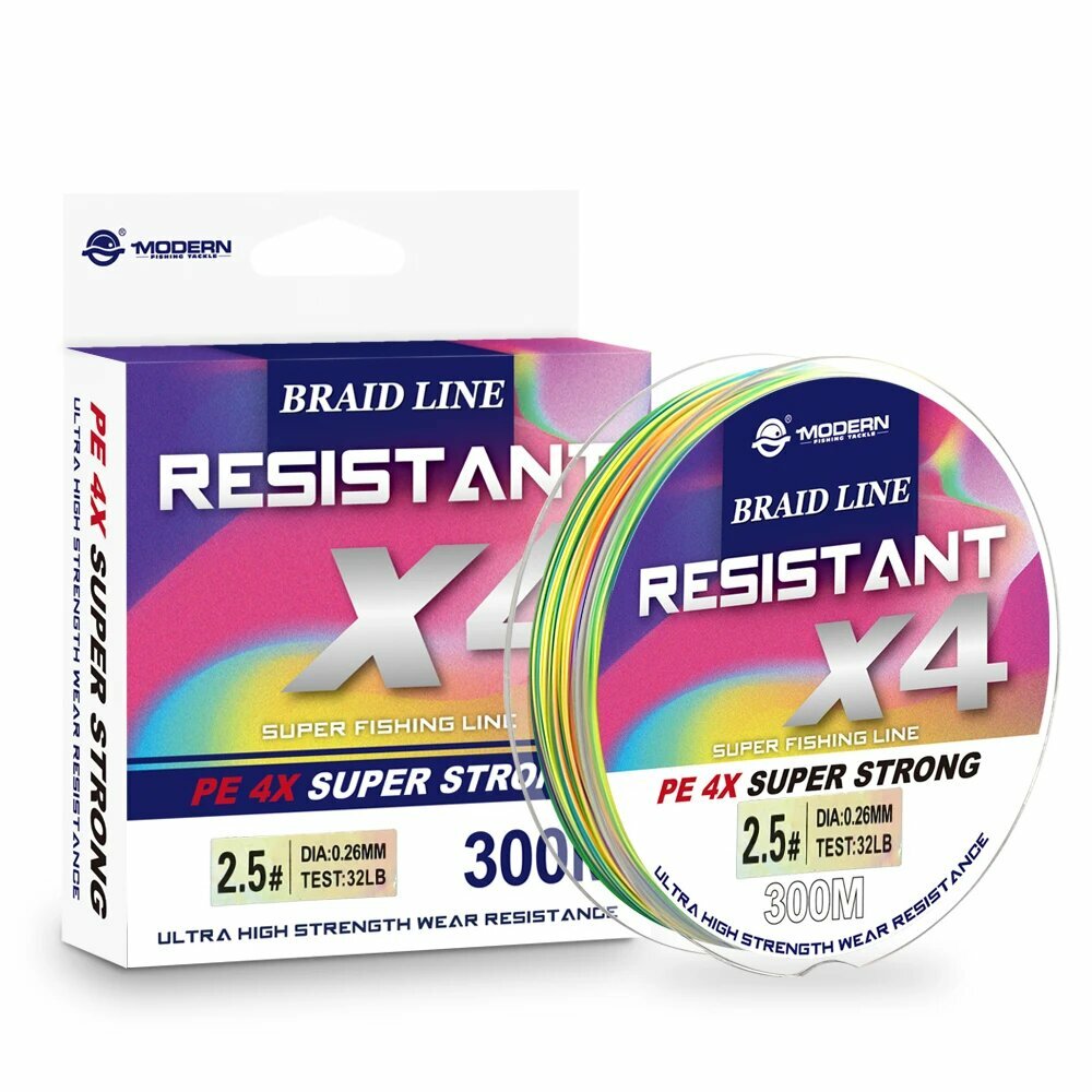 Зукибо плетенная леска 300м 4-хпрядная multicolor 3-40кг 300M 0.14MM 15LB, 4x-300m-Color