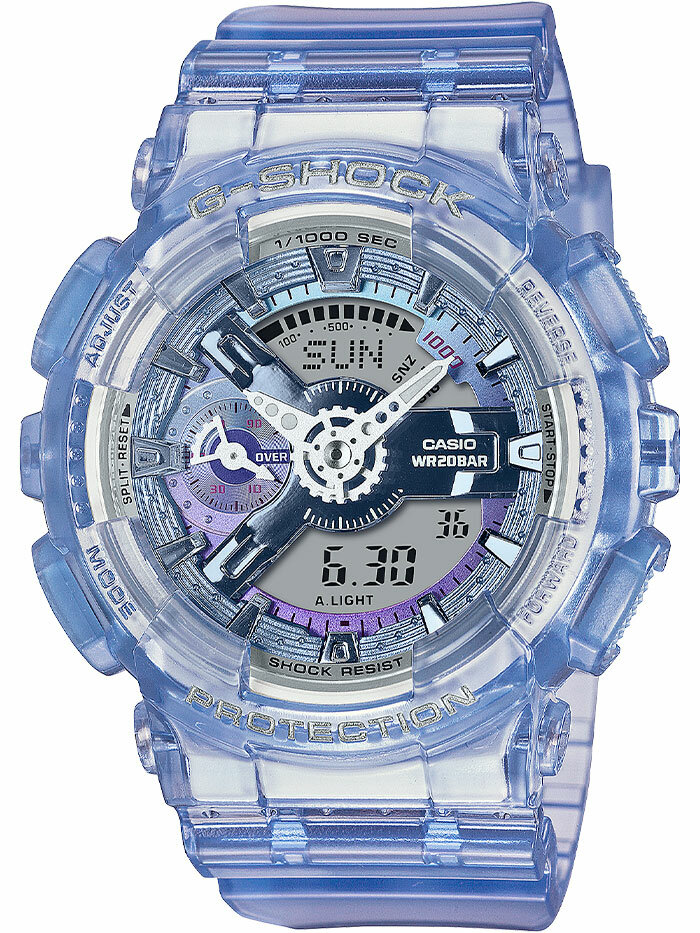 Наручные часы CASIO G-Shock, фиолетовый, бесцветный, серый, синий — фото 1