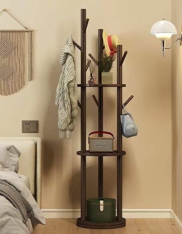 Напольные вешалки из массива дерева, вращающиеся вертикальные вешалки для предметов домашнего обихода в спальне