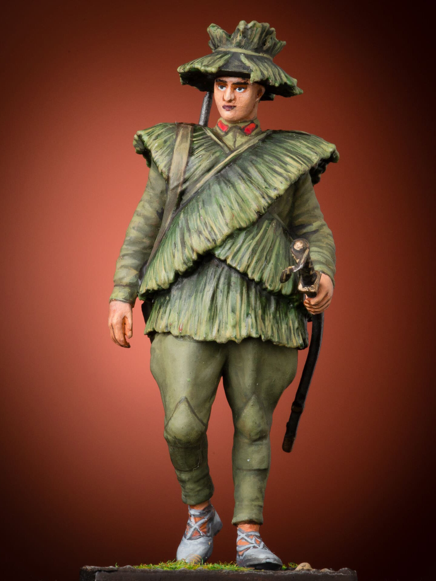 Оловянная миниатюра Разведчик разведывательного батальона 11-й танковой бригады Июнь 1939 г. (5.4-029)