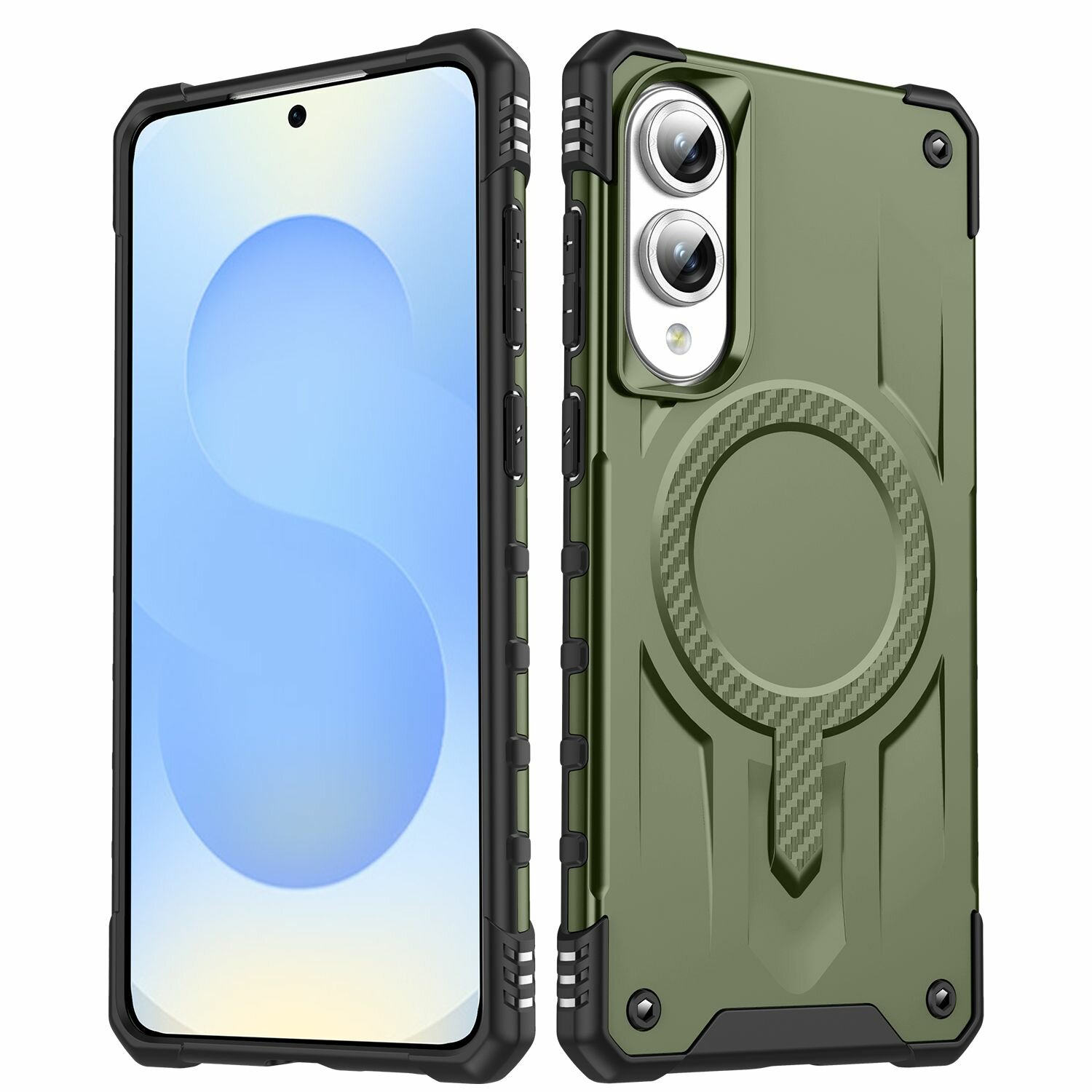 Чехол для Samsung S25 Edge Starship Army Green с поддержкой беспроводной зарядки