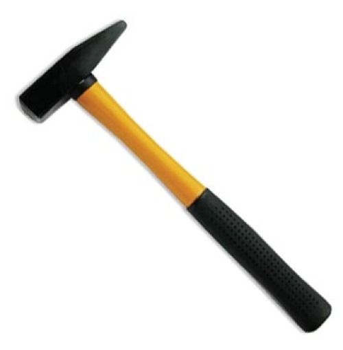Молоток 888 слесарный, с обрезиненной фиберглассовой ручкой, металлический боек, черный, 600г / инструменты для ремонта и строительства