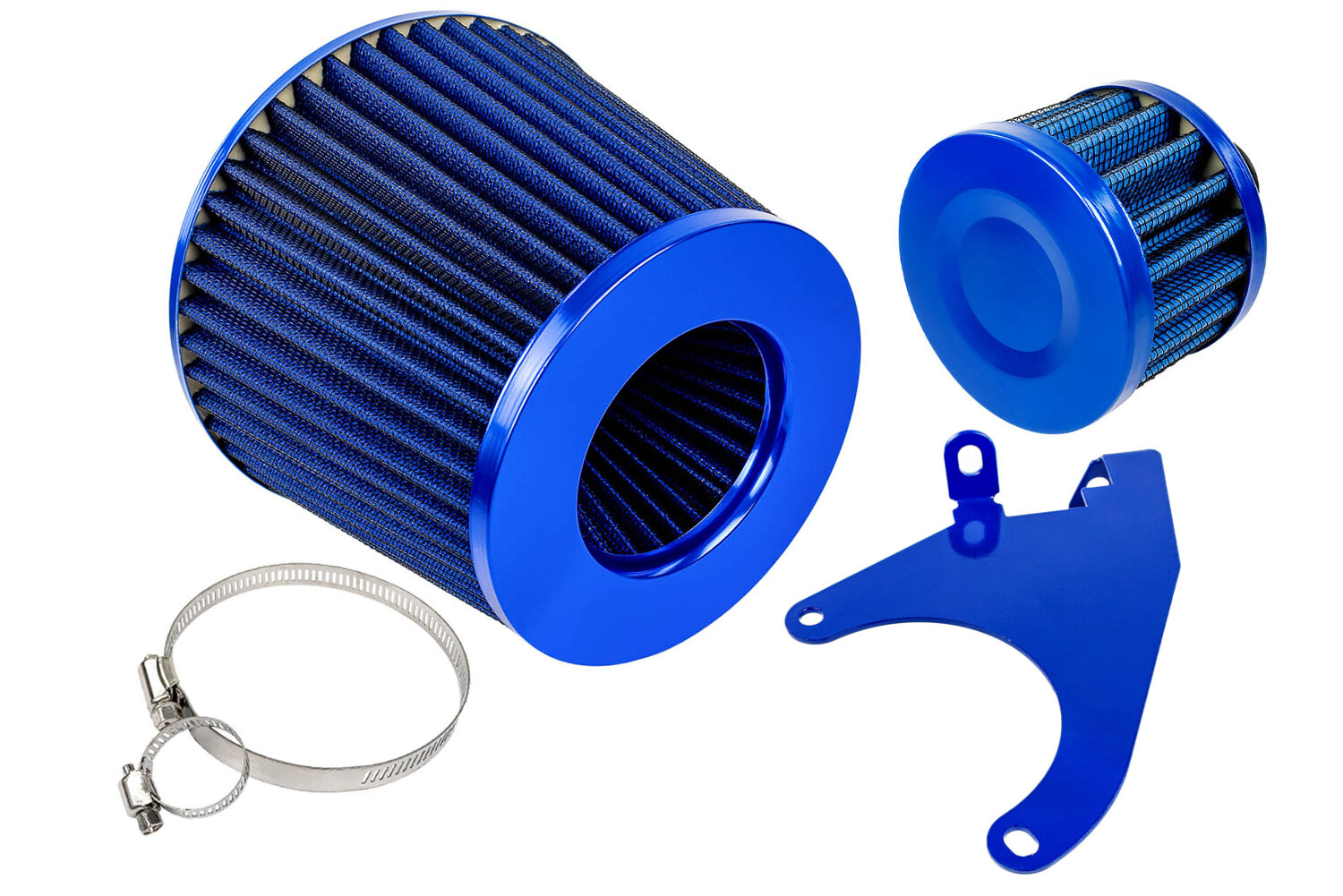 Комплект синих воздушных фильтров нулевого сопротивления (воздушный и картерных газов) MR с синим кронштейном Sal-Man для 8-клапанных ВАЗ 2108-21099, 2110-2112, 2113-2115, Лада Гранта, Гранта FL, Калина, Калина 2, Приора