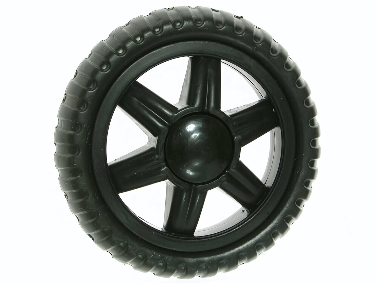 Колесо универсальное пластиковое 13,5 см, черное, рельефная поверхность для сцепления