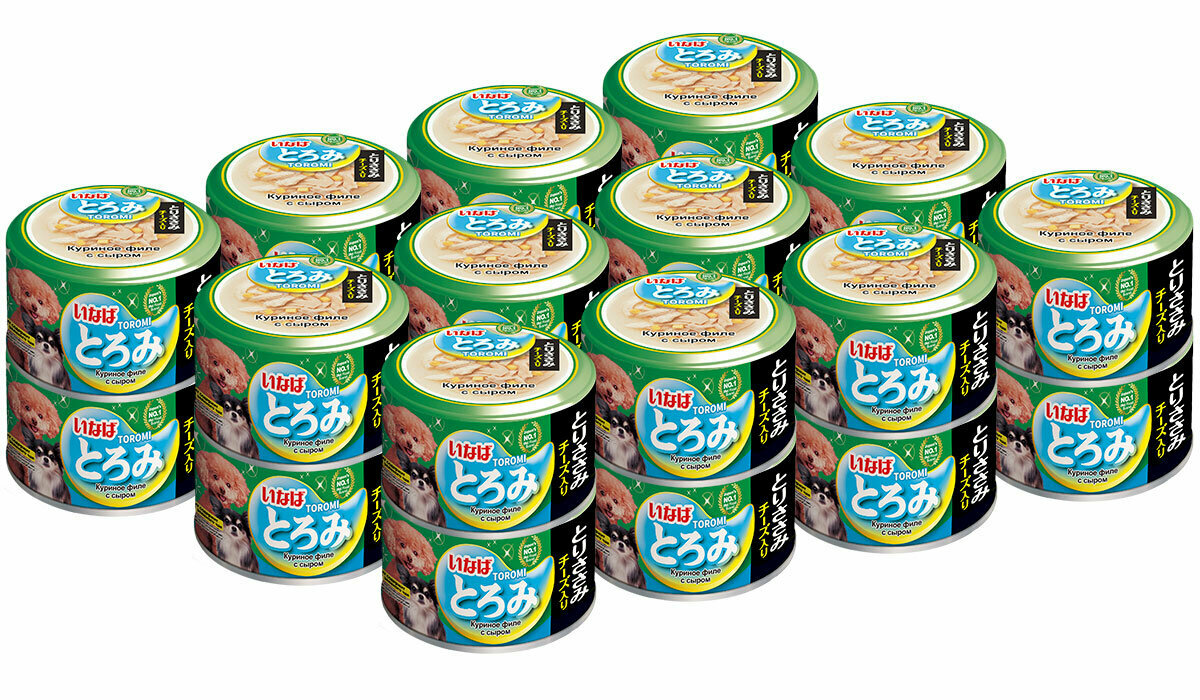 Влажный корм Inaba Toromi для взрослых собак с куриным филе и сыром в бульоне, 80 гр 24 шт