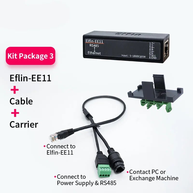 Elfin-EE11 MINI RS485 Serial Server EE11-cabe kit