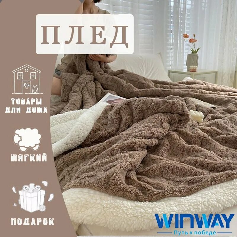 Плед , Альпака, Велюр искусственный, 220 см х 200 см