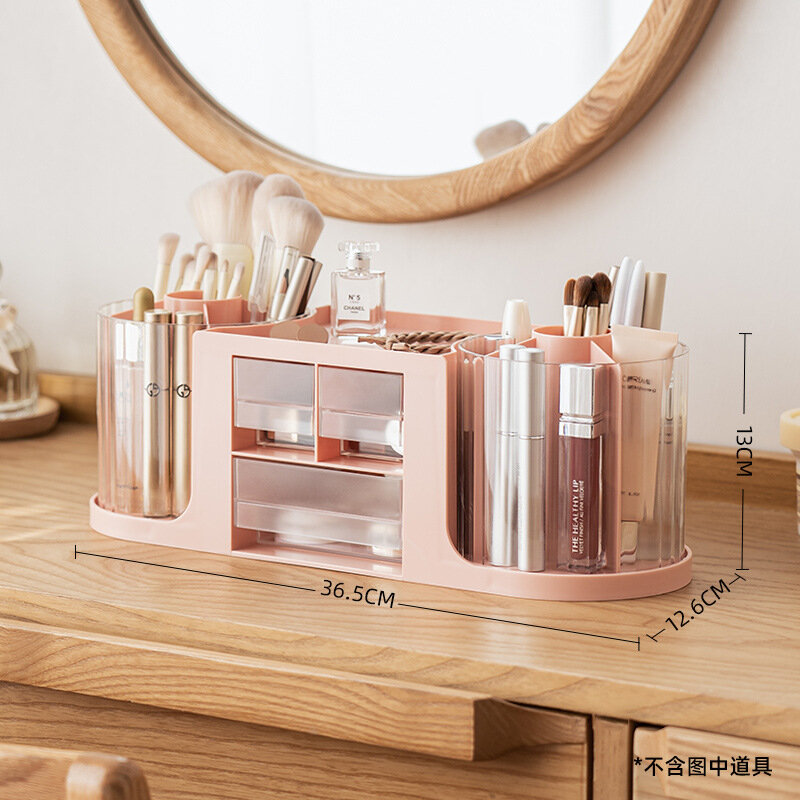 Роскошный большой вместительный органайзер для макияжа, настольный футляр для помады, ящик для макияжа на туалетном столике