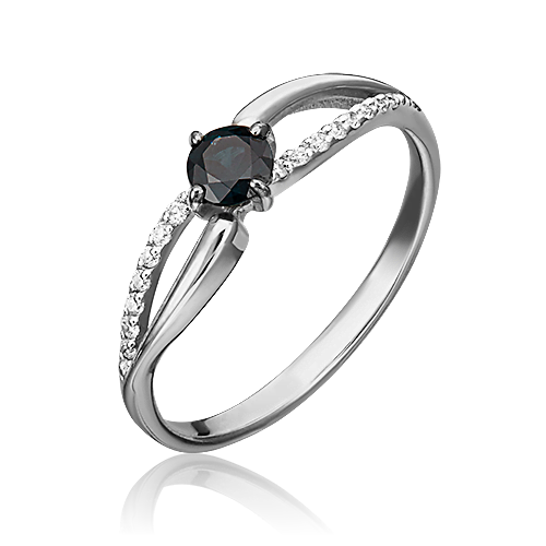 Кольцо, белое золото, 585 проба, сапфир, бриллиант